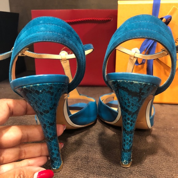 Pollini | Shoes | Authentic Pollini Teal Leather And Suede Heels | Poshmark